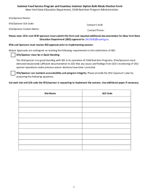 Fillable Online Summer Food Service Program and Seamless Summer Option ...