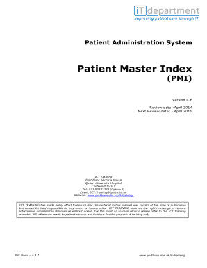 Fillable Online Data quality maintenance of the Patient Master Index ...