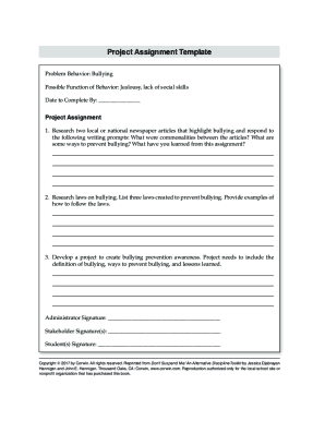 Fillable Online Project Assignment Template Fax Email Print - pdfFiller