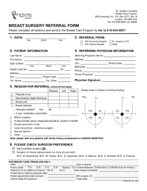 Fillable Online Breast Surgery Referral Form - London Fax Email Print ...