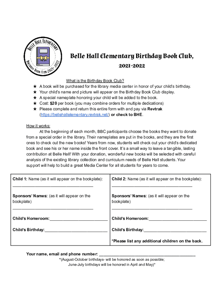 Fillable Online Library Services / Birthday Book Club Fax Email Print - pdfFiller
