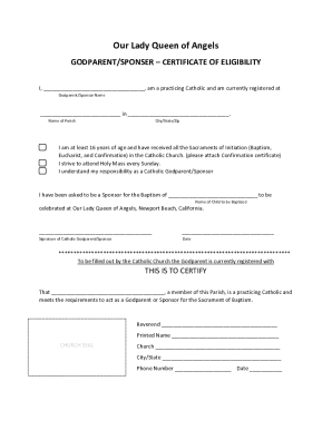 Fillable Online GODPARENT / SPONSOR ELIGIBILITY FORM Fax Email Print ...
