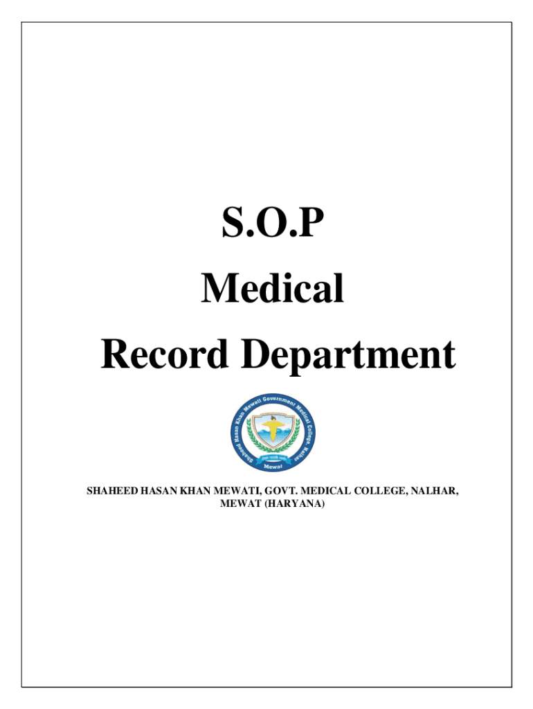 Fillable Online S.O.P Medical Record Department SHAHEED HASAN KHAN ...