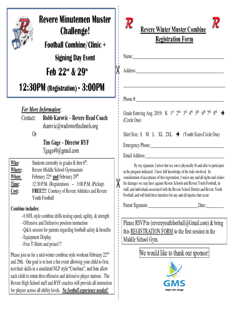 Fillable Online Revere Youth Football Fax Email Print - pdfFiller