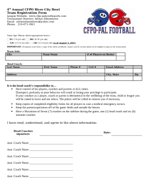 4th Annual CFPO River City Bowl Doc Template | pdfFiller