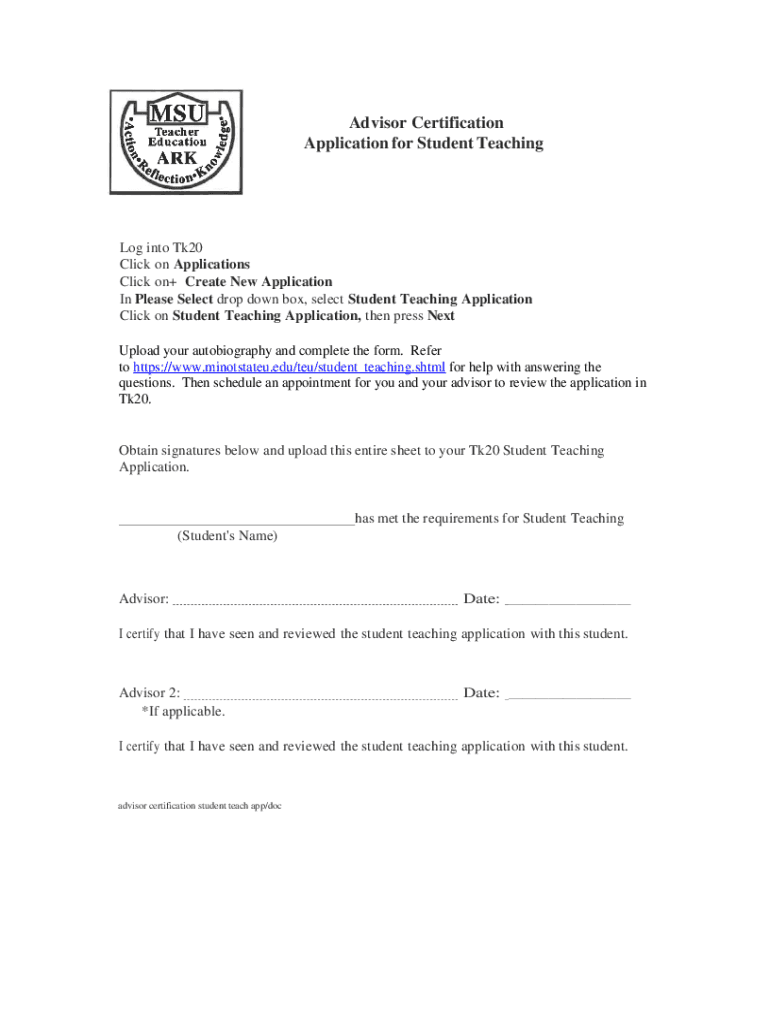 Fillable Online Directions for Completing Student Teaching Application ...