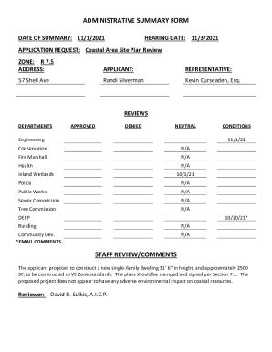 Fillable Online Administrative summary form - Milford, CT Fax Email ...