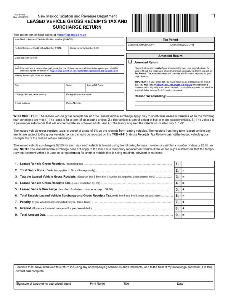 Fillable Online LEASED VEHICLE GROSS RECEIPTS TAX AND Fax Email Print ...