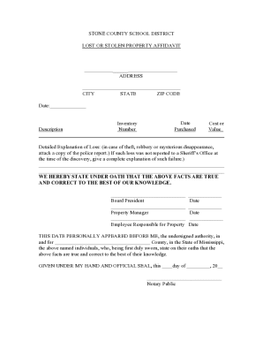 Fillable Online Lost or Stolen Property Affidavit Fax Email Print ...