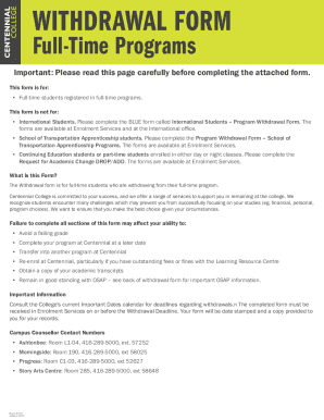 Fillable Online WITHDRAWAL FORM - Full-Time Programs Fax Email Print ...