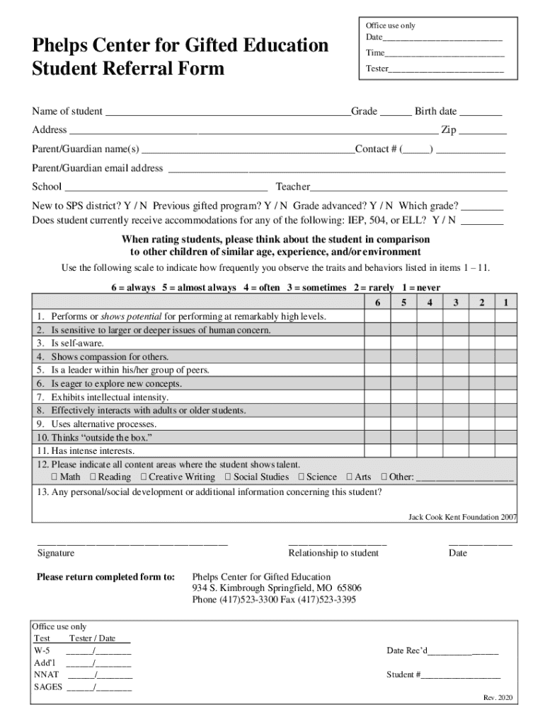 Fillable Online Parent Permission to Serve Child in Gifted Education ...