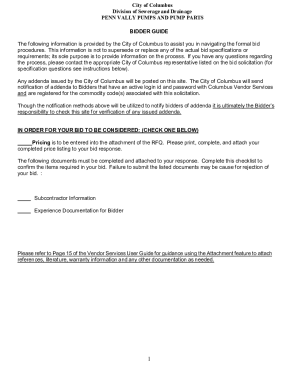 Fillable Online BIDDER GUIDE The following information is provided by ...