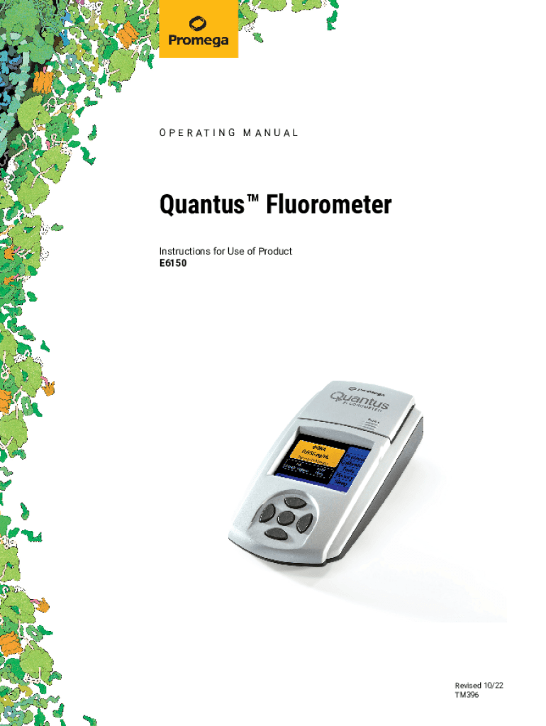 Fillable Online Quantus(TM) Fluorometer Operating Manual #TM396. Quantus(TM) Fluorometer ...