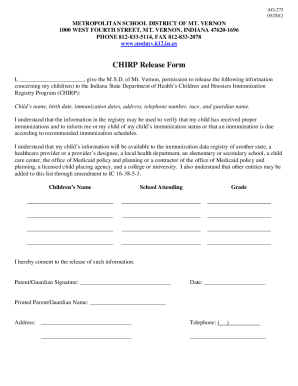 Fillable Online AO-273 CHIRP Release Form.docx Fax Email Print - pdfFiller