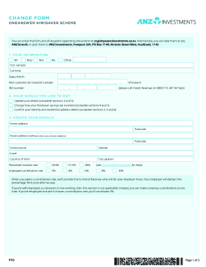 Fillable Online OneAnswer KiwiSaver Scheme change form Fax Email Print ...