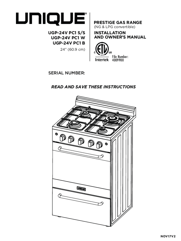 Fillable Online Prestige 24 in. 2.3 cu. ft. Gas Range with Convection Oven ... Fax Email Print ...