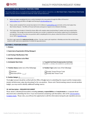 Fillable Online Vacant Faculty Position Request Form Fax Email Print ...