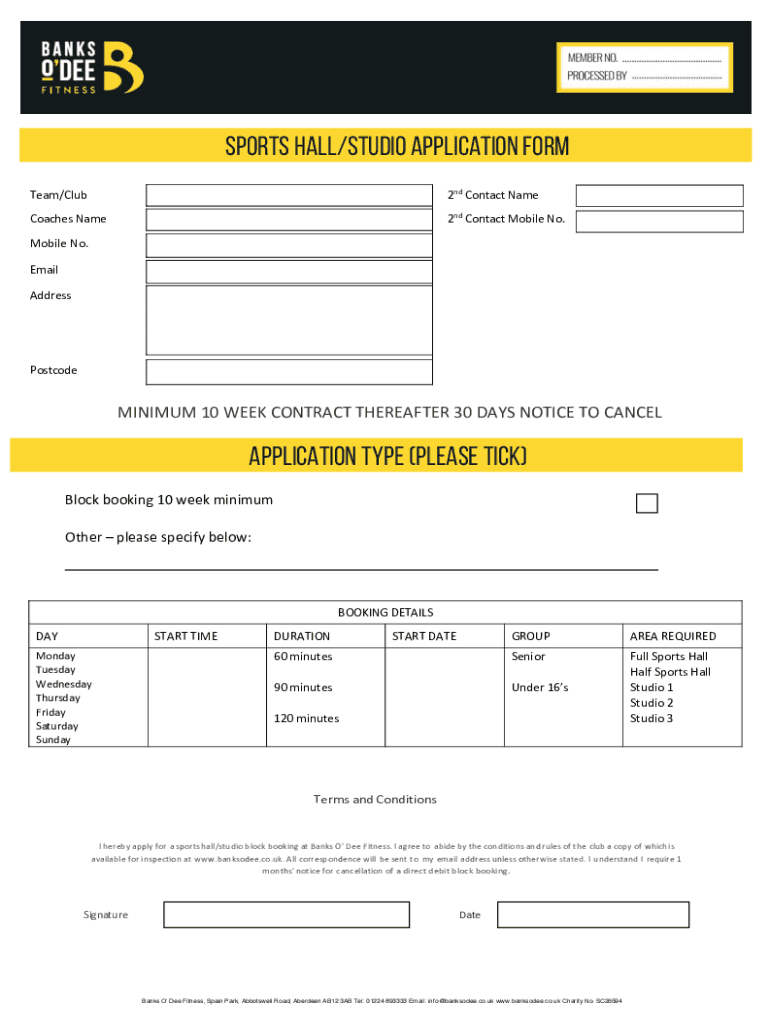 Fillable Online OUR LADY'S SPORTS CENTRE - Booking Form ... Fax Email ...
