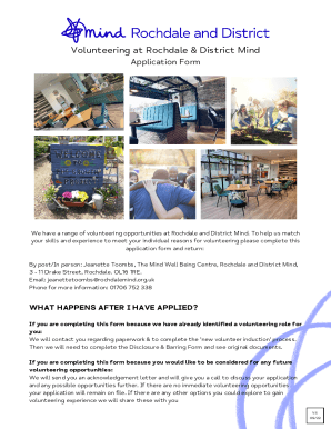 Fillable Online Volunteering at Rochdale & District Mind Application ...