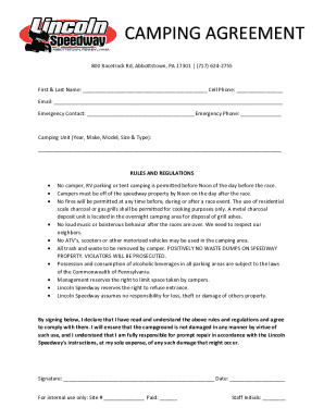 Fillable Online Camping Agreement Fax Email Print - pdfFiller