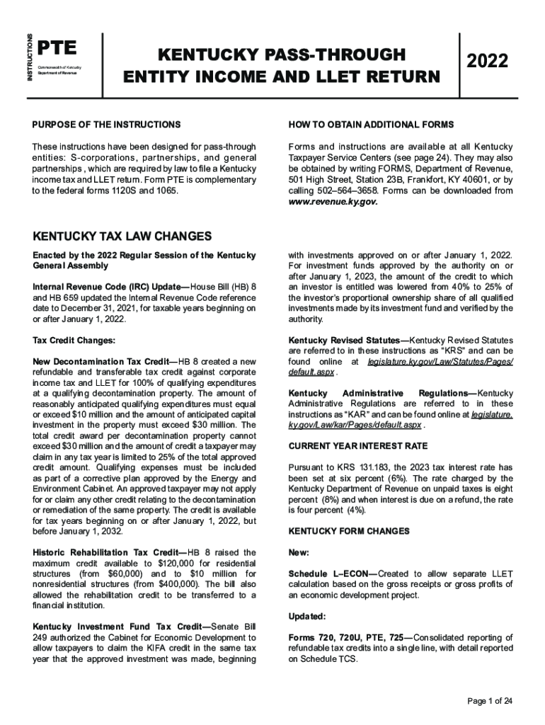 Fillable Online Pass-Through Entities - Department of Revenue (ky.gov ...