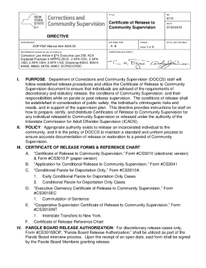 Fillable Online doccs ny DIRECTIVE Certificate of Release to ... Fax ...