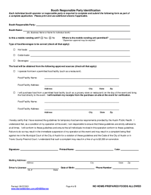 Fillable Online Booth Responsible Party Identification Fax Email Print ...