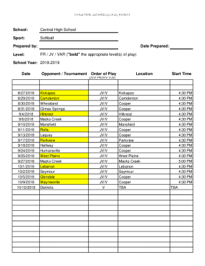 Fillable Online MASTER SCHEDULING FORM School Fax Email Print - pdfFiller