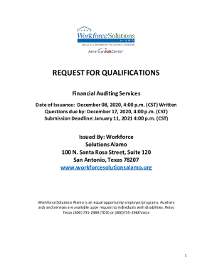 Fillable Online REQUEST FOR PROPOSAL (RFP) FOR: AUDIT SERVICES ... Fax ...