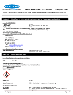 Fillable Online FORM COATING 450 Safety Data Sheet Fax Email Print - pdfFiller
