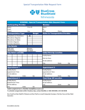 Fillable Online Special Transportation Ride Request Form Fax Email ...