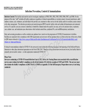 Fillable Online CMS-20054 Infection Prevention Control and Immunization ...