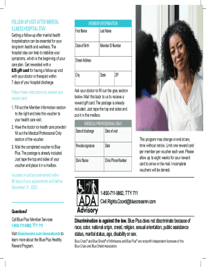 Fillable Online Follow up visit after mental illness hospital stay Fax ...