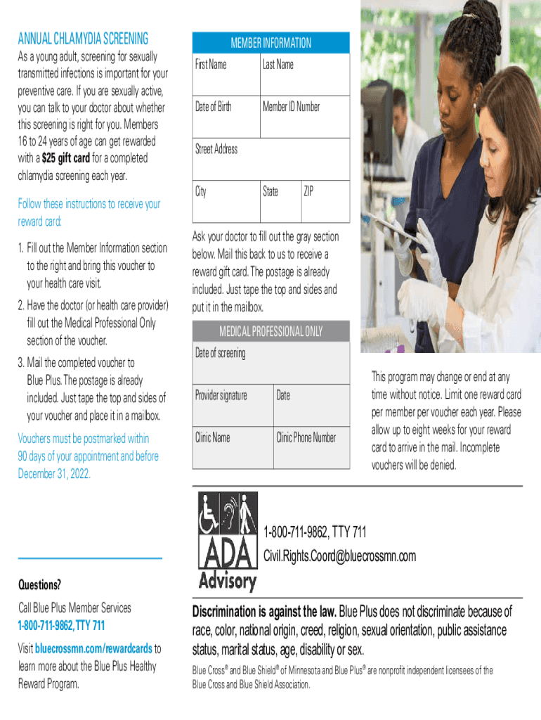Fillable Online Rewards for Completing Your Annual Chlamydia Screening ...