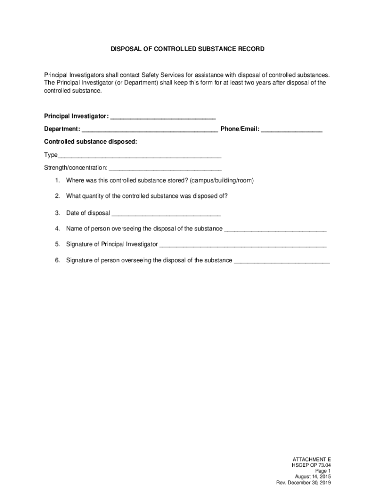 Fillable Online elpaso ttuhsc FAQ -Managing Controlled Substances in Research Fax Email Print ...