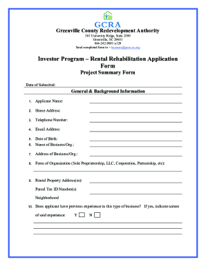 Fillable Online Investor Program Rental Rehabilitation Application Form Fax Email Print - pdfFiller
