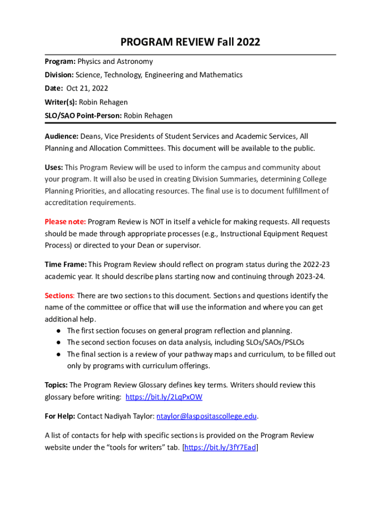 Fillable Online COMPLETE Physics and Astronomy Program Review 2022 ... Fax Email Print - pdfFiller