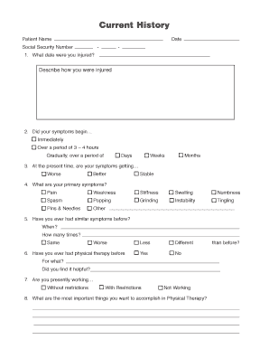 Fillable Online bone-joint Current History Form Fax Email Print - pdfFiller