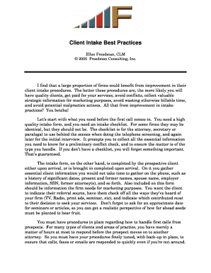 Fillable Online Client Intake Best Practices Fax Email Print - pdfFiller