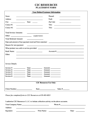 Fillable Online C2C RESOURCES Fax Email Print - pdfFiller