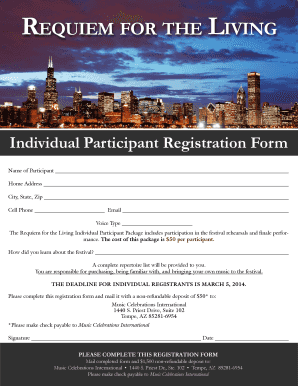 Fillable Online Individual Participant Registration Form - Music ...