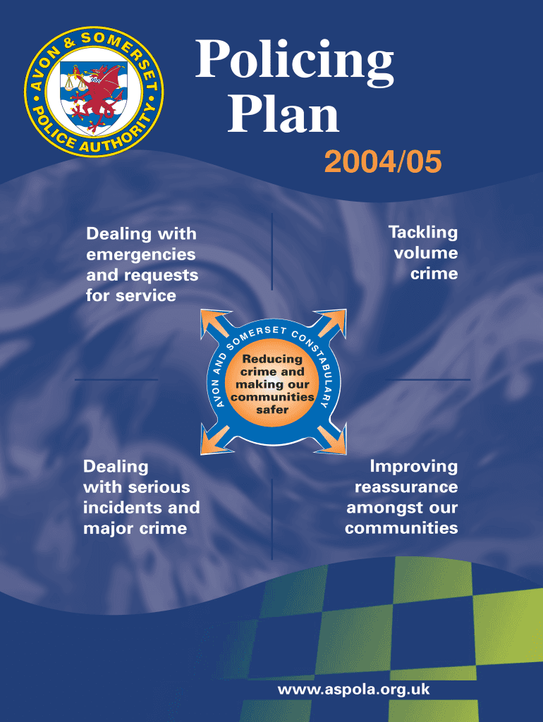 Fillable Online aspola org Policing Plan - Avon and Somerset Police ...