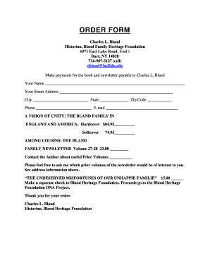 Fillable Online blandheritage Among cousins order form - Bland Heritage ...