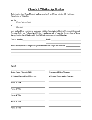 Fillable Online cbnw Church Affiliation Application - CBNorthwest Fax ...