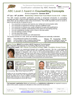 Fillable Online spti Qualification validated by ABC Awards ABC Level 2 ...