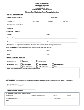 Fillable Online fremontny Planning Board Application Form pdf - The ...