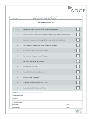 Fillable Online adce Document Check List - adce Fax Email Print - pdfFiller