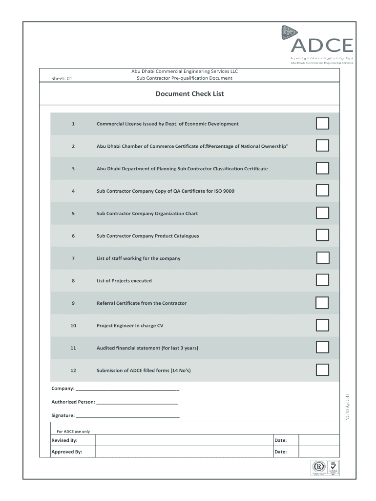 Fillable Online adce Document Check List - adce Fax Email Print - pdfFiller
