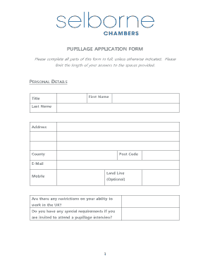 Fillable Online selbornechambers co Selborne Chambers Pupillage ...
