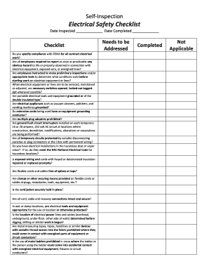 Fillable Online Self-Inspection Electrical Safety Checklist Fax Email ...
